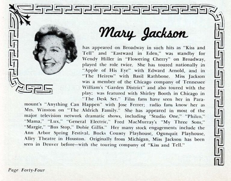 Mary Jackson (1962) - Historic Elitch Theatre